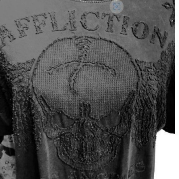 Affliction | Shirts | Affliction Black Skulls Crises Rhinestone Raised ...